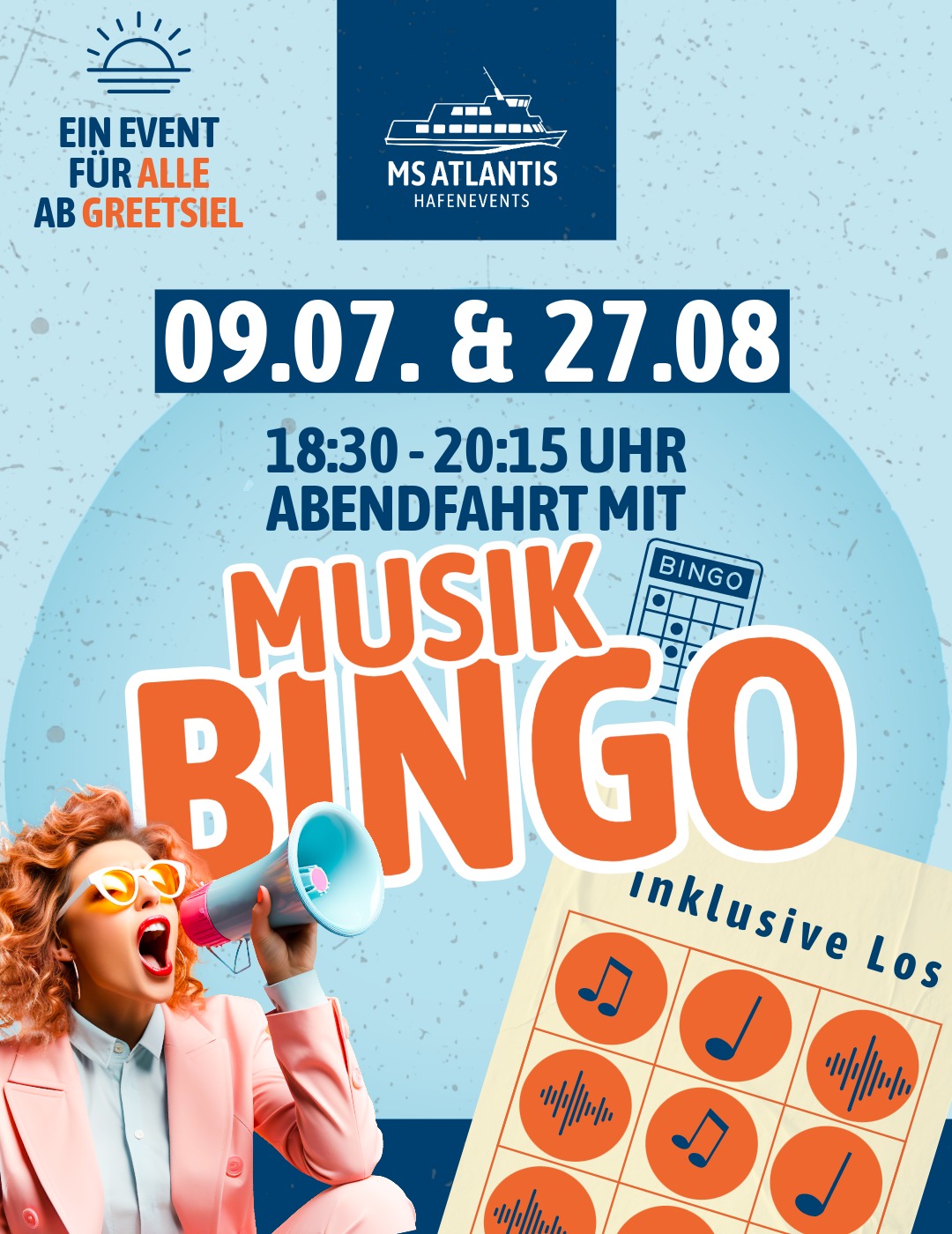Musik Bingo auf MS Atlantis ab Hafen Greetsiel